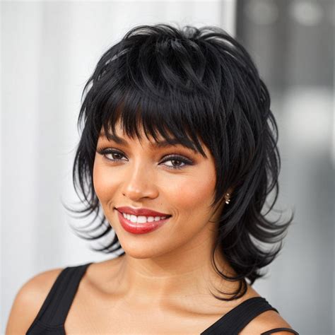Linktohair Short Pixie Cut Shaggy Layered 80s Mullet Wig With Bangs
