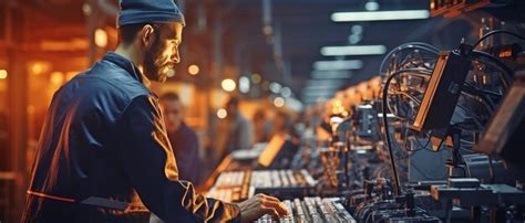 Premium Photo Engineer Female Checking And Controlling Robot Arms In Intelligent Factory