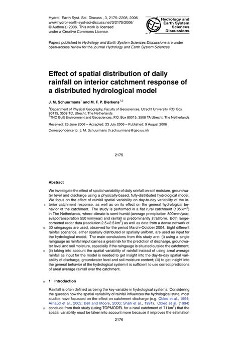 pdf effect of spatial distribution of daily rainfall on interior