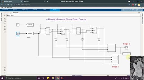 11implementing 4 Bit Asynchronous Binary Down Counter Using Simulink Youtube