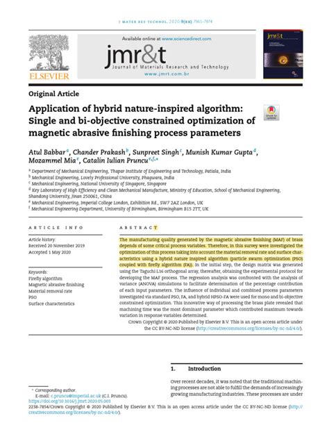 Babbar Et Al 2020 Application Of Hybrid Nature Inspired Algorithm