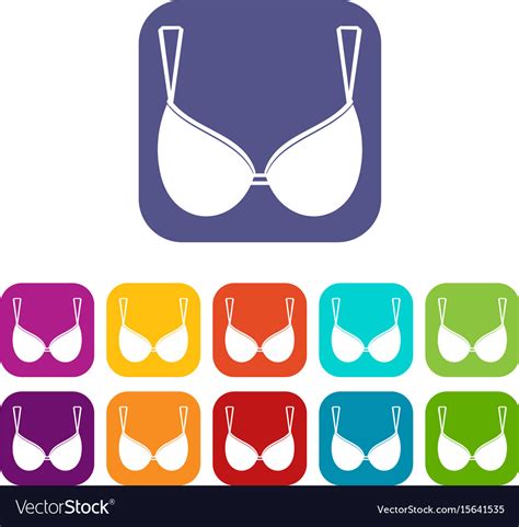 Bra Lingerie Icons Set Flat Royalty Free Vector Image