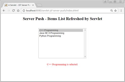 Servlet Updates Jsf Page Using Server Push