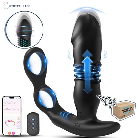 Vibrador Anal Telescópico De Massagem Da Próstata Plug Do Pênis Ejaculação Anel De Sex Toys