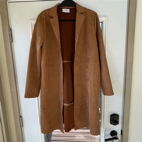 Zara Basic Faux Suede Jacket In Camel Excellent Depop