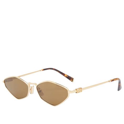 Miu Miu Eyewear Womens 56zs Sunglasses In Golddark Brown Miu Miu