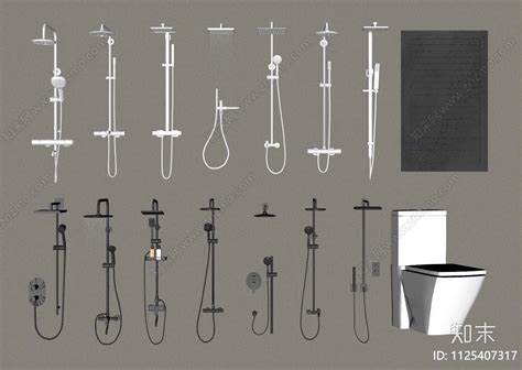淋浴花洒su模型下载【id1125407317】知末su模型网