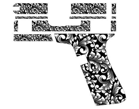 Artstation Glock 43x Gun Scroll Pattern Svg Template Vector File For