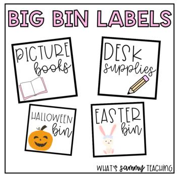 Labels For Big Bins By What S Sammy Teaching TPT