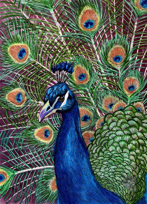 Peacock Watercolour Print Etsy