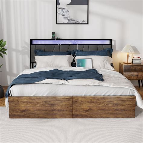 Queen Bed Frame With Storage Headboardqueen Size Platform Bed Frame