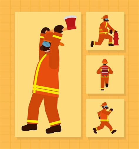 Premium Vector Firefighter Icon Set