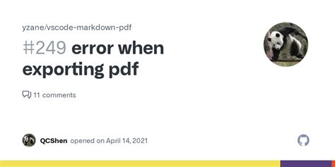 Error When Exporting Pdf · Issue 249 · Yzanevscode Markdown Pdf · Github