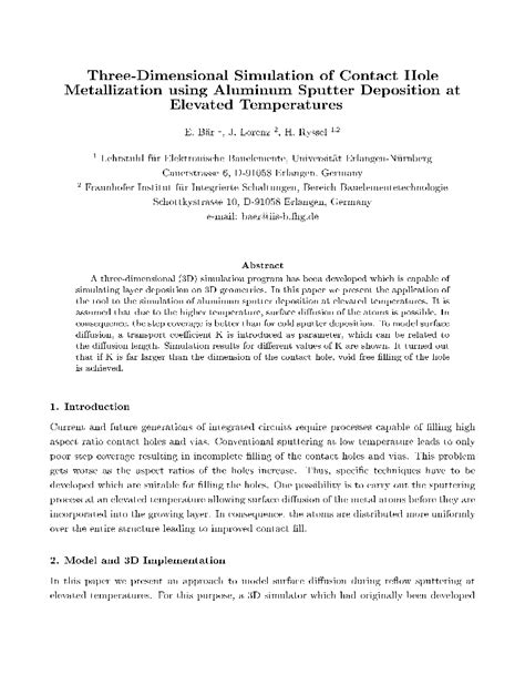 Three Dimensional Simulation Of Contact Hole Metallization Using