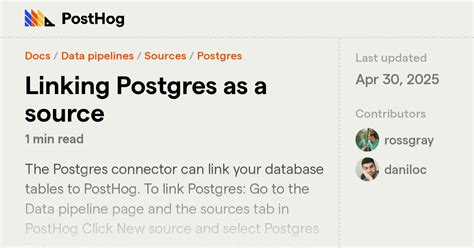 Linking Postgres As A Source Docs Posthog