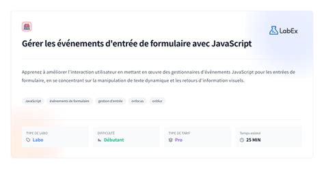Gérer Les événements Dentrée De Formulaire Avec Javascript Labex