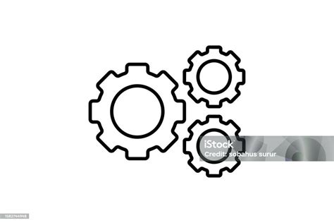 구성 아이콘입니다 기어 설정 및 구성과 관련된 아이콘입니다 선 아이콘 스타일 간단한 벡터 디자인 편집 가능 공학에 대한 스톡
