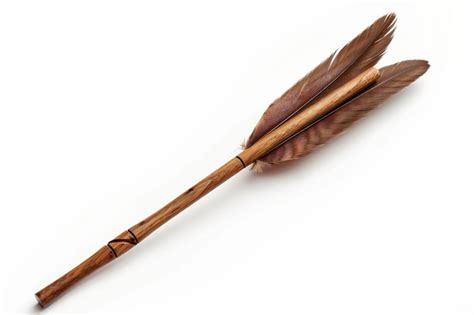Traditional Wooden Arrow With Feather Fletching On White Background Premium Ai Generated Image