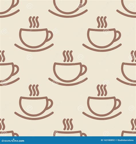Coffee Cups Seamless Wallpaper Pattern Stock Vector Illustration Of Repeat Icon 163180892