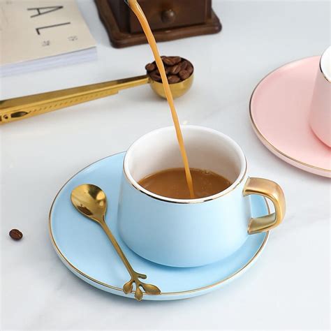 Badu Bg Европейска керамична чаша за кафе чаша за кафе и чинийка комплект с лъжица чаша за