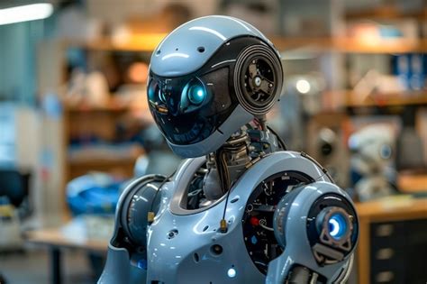 Premium Photo Advanced Humanoid Robot With Artificial Intelligence Stands In Technology