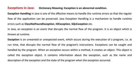 Exception Handling In Java Ppt