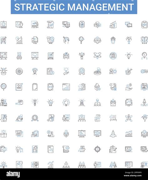 strategic management outline icons collection planning decision