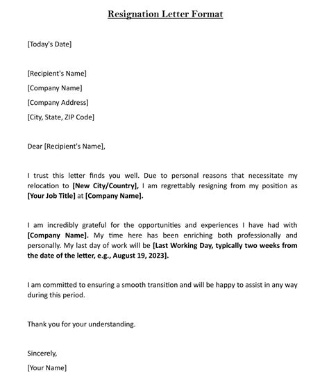Employment Resignation Letter Examples
