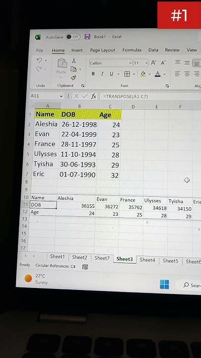 3 excel table transposing tricks 😎 excel tutorials in hindi 😍 shorts excel exceltips
