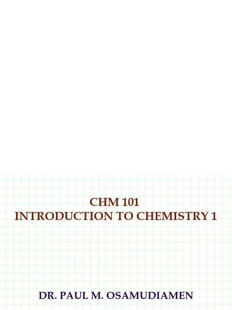 1 Introduction To Chm 101 Part 1 Topic 1 Pdf Weight Periodic Table