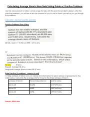 Calculating Average Atomic Mass Practice Problems And Solutions Course Hero