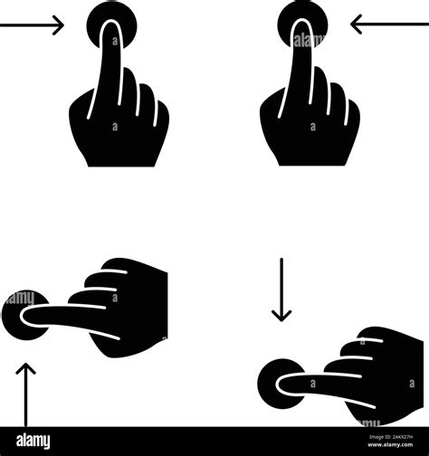 Touchscreen Gestures Glyph Icons Set Horizontal Scroll Left Horizontal Scroll Right Gesturing