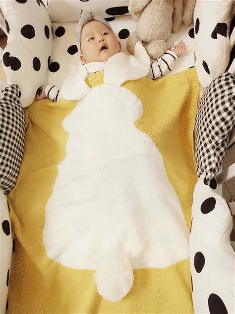 신생아 귀여운 큰 토끼 귀 담요 아기 담요 부드럽고 따뜻한 니트 포대기 아이 목욕 수건 아기 유아 침구 담요담요 And 배냇