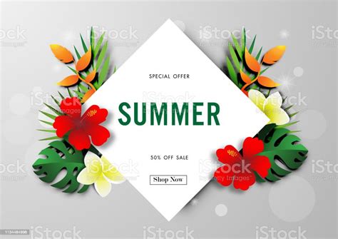 열 대 벡터 일러스트 레이 션 템플릿 배너 벽지 초대장 포스터 브로셔 바우처 할인의 종이 예술과 여름 판매 배경 개성 개념에 대한 스톡 벡터 아트 및 기타 이미지 Istock