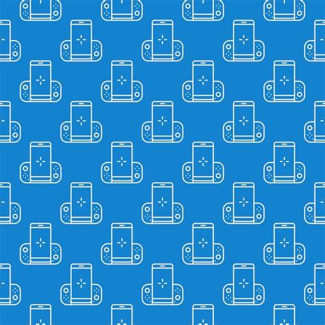 Premium Vector Mobile Game Controller Vector Gamepad For Smartphone Outline Blue Seamless Pattern