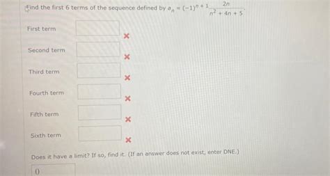 solved 2n find the first 6 terms of the sequence defined by