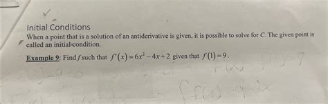 Solved Initial Conditionswhen A Point That Is A Solution Of