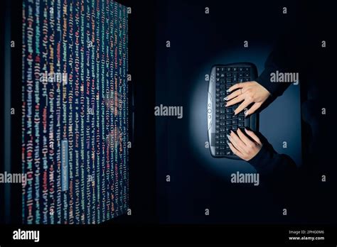 Cyber Security Threat Young Woman Using Computer And Coding Internet