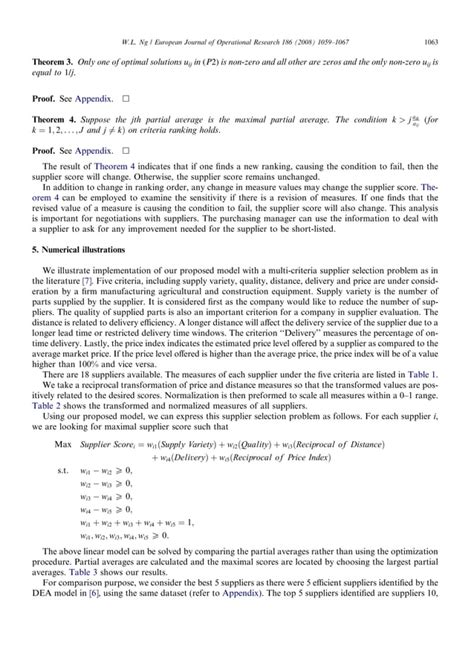 An Efficient And Simple Model For Multiple Criteria Supplier Selection Problem Pdf Logistics