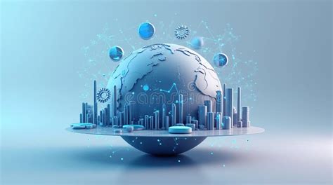 Futuristic 3d Data Visualization With Globe And Charts Stock Illustration Illustration Of