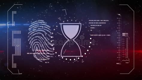 Animation Of Biometric Fingerprint And Data Processing Over Dark Background Stock Footage