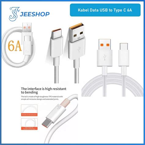 Jual Kabel Data Charger 6A USB To Type C Kabel Charger Super Fast Charge Multifungsi Shopee