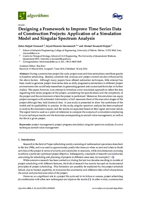 Pdf Designing A Framework To Improve Time Series Data Of Construction Projects Application Of