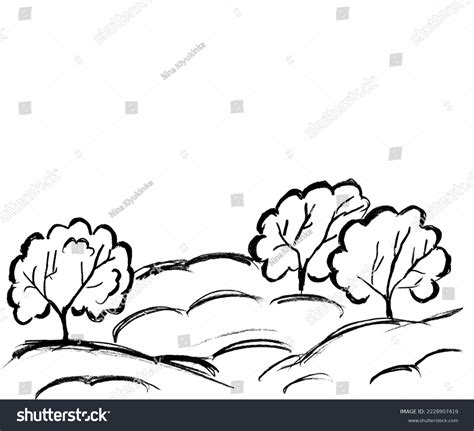 Black Outline Trees On White Background Stock Illustration 2228907419 Shutterstock