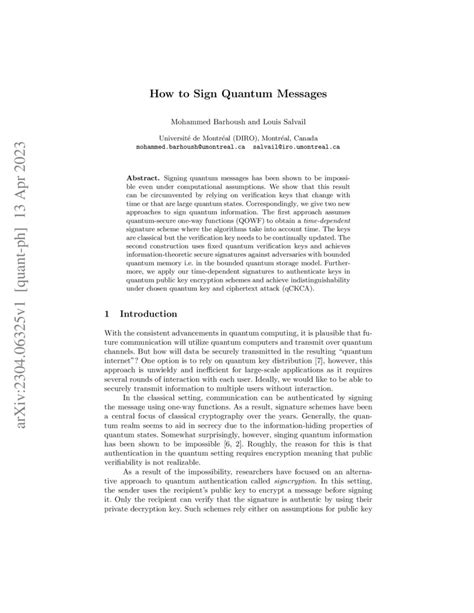 How To Sign Quantum Messages Deepai