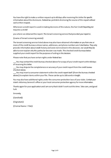 Rental Rejection Letter Templates At