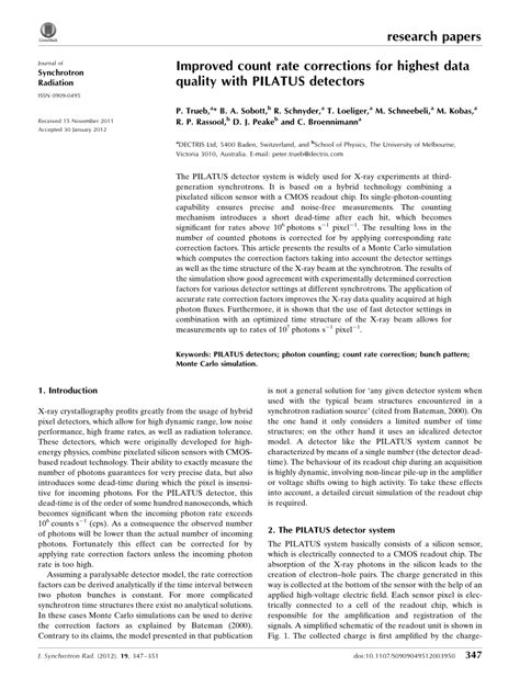 Pdf Improved Count Rate Corrections For Highest Data Quality With