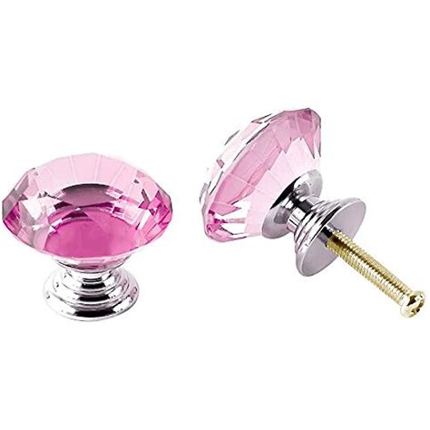 Lelestar 10 Pcs 40mm Diamond Shape Crystal Glass Clear Cupboard Kitchen