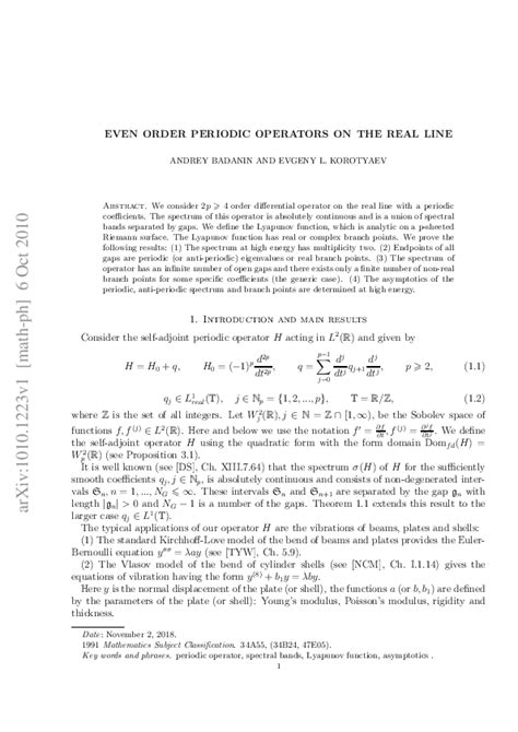 Pdf Even Order Periodic Operators On The Real Line
