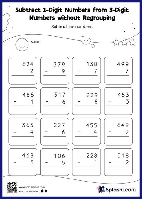 Subtract Two 3 Digit Numbers Without Regrouping Vertical Subtraction Math Worksheets